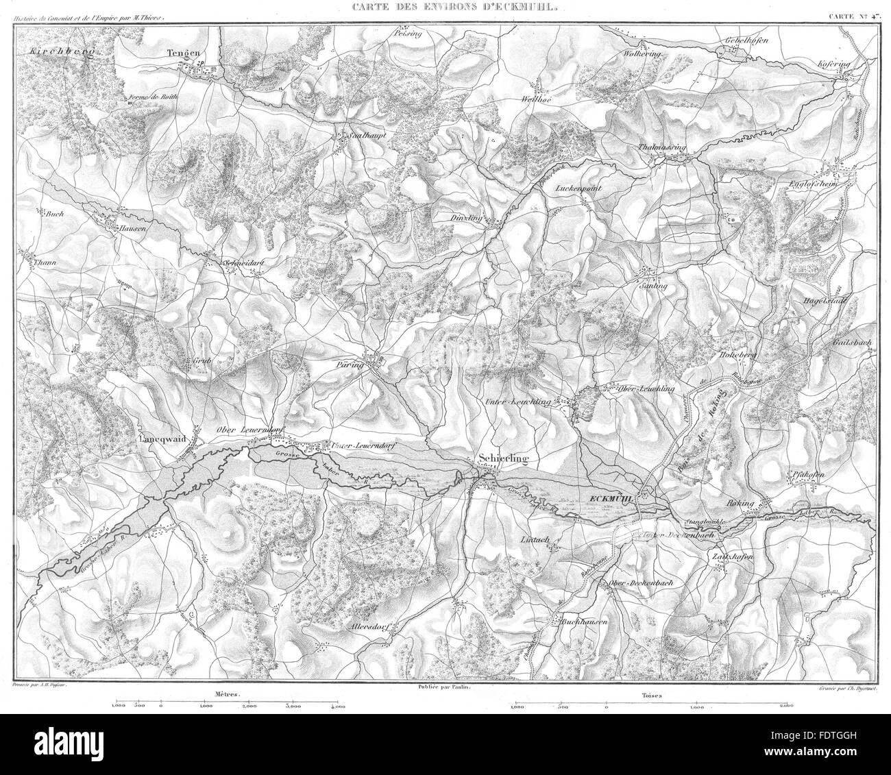 GERMANY: Environs D'Eckmüh.l Langquiad Schierling, 1859 antique map ...