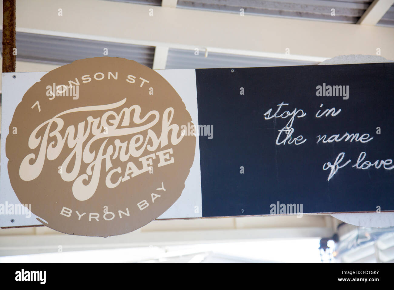 Byron Bay coffee shop sign in Jonson street,new south wales,australia ...