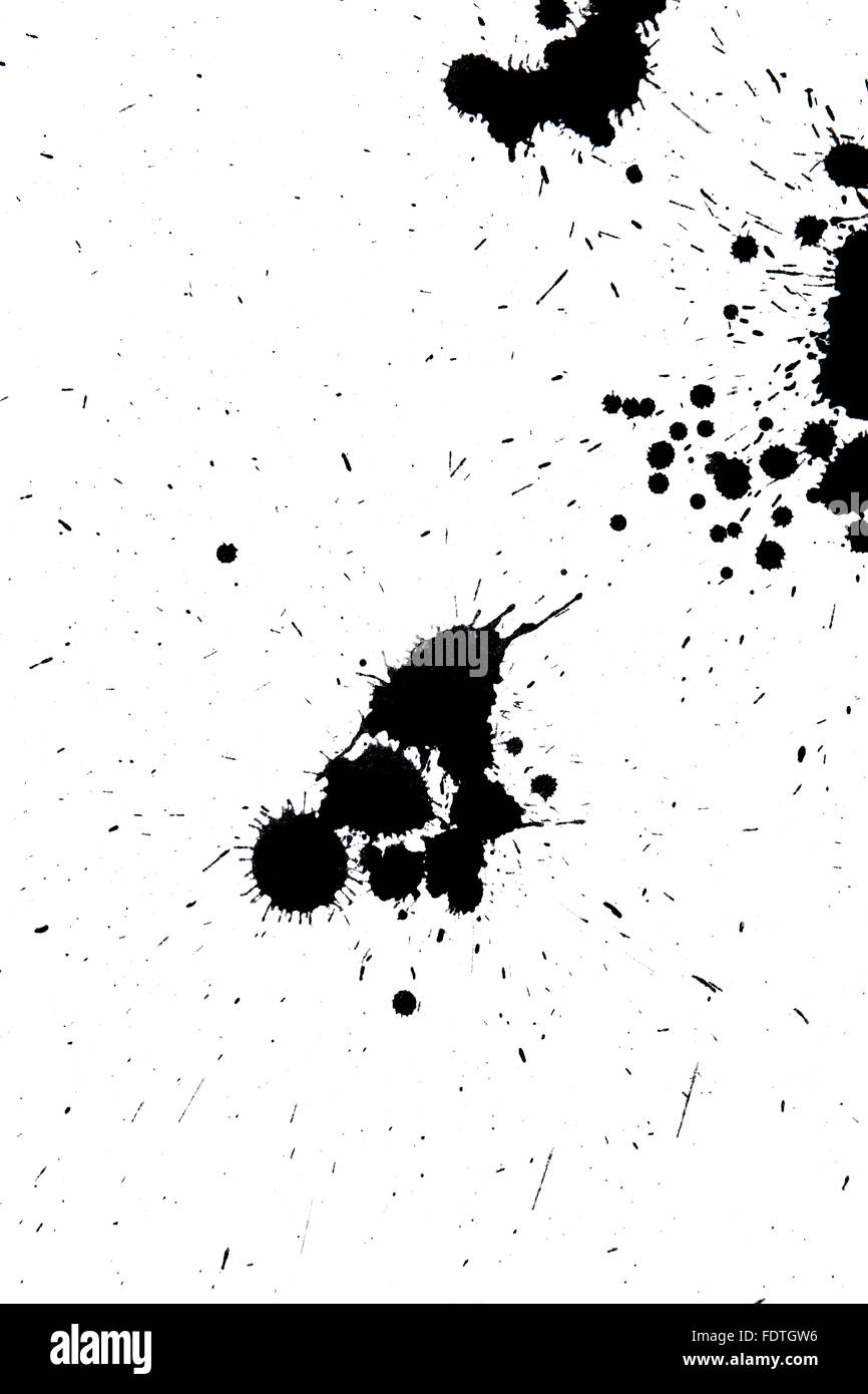 Black drop ink splatter. Gloss brush paint spot, grunge blot, art blob ...