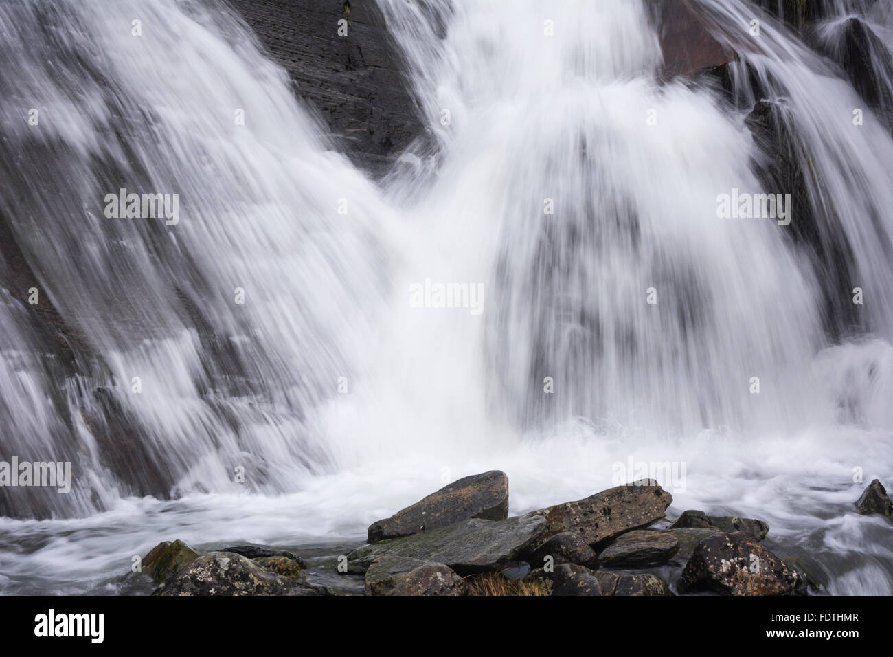 Waterfall cascading over rocks in Snowdonia Stock Photo - Alamy