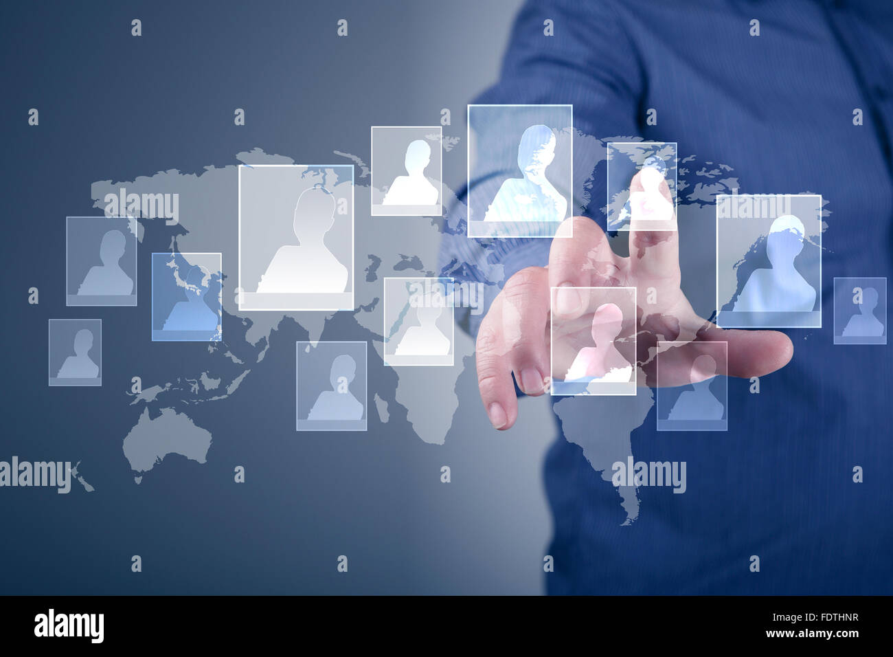 Modern Business World, A businessman navigating virtual world map Stock ...