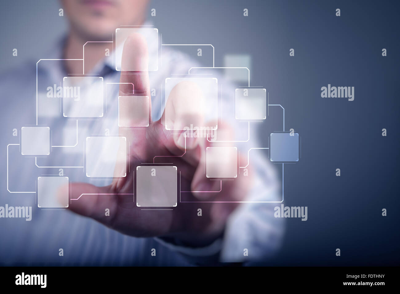 Modern Business World, A businessman navigating virtual world map Stock ...