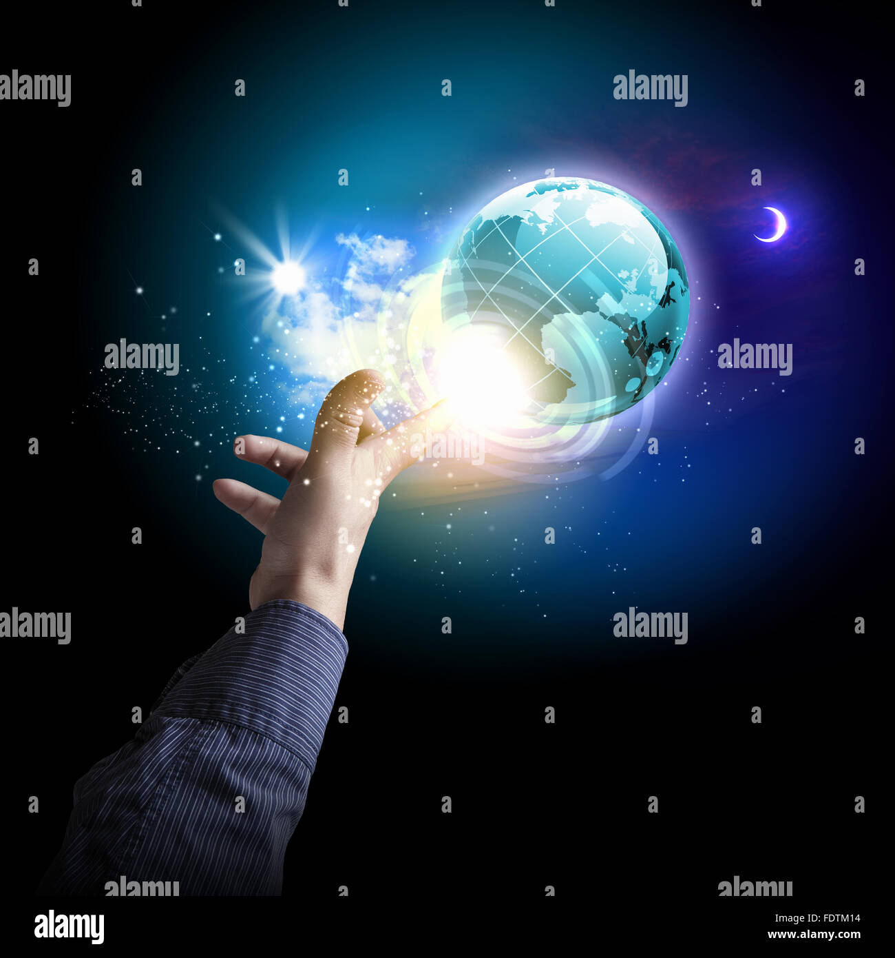 Human hand holding our planet earth glowing Stock Photo - Alamy