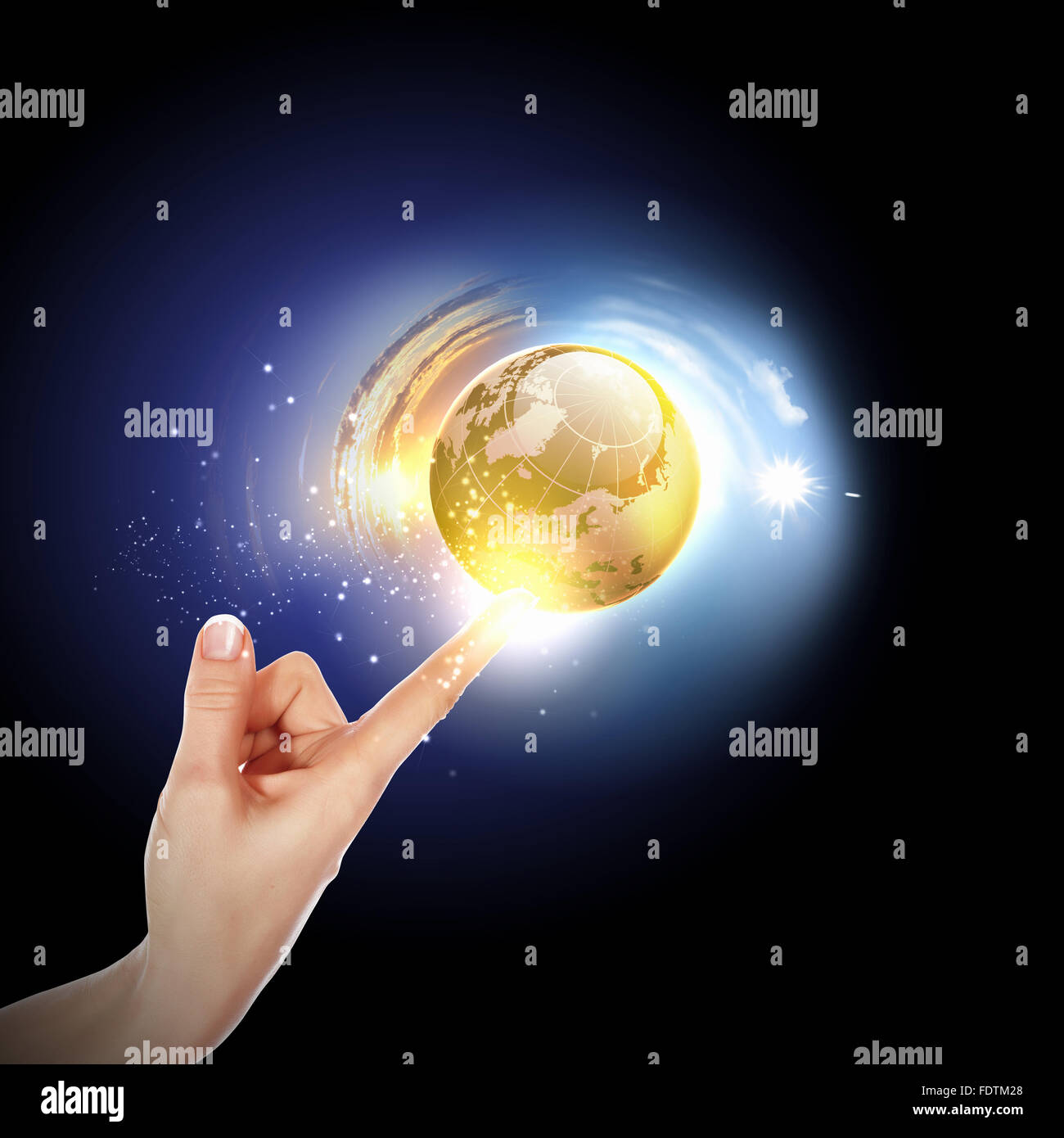 Human hand holding our planet earth glowing Stock Photo - Alamy