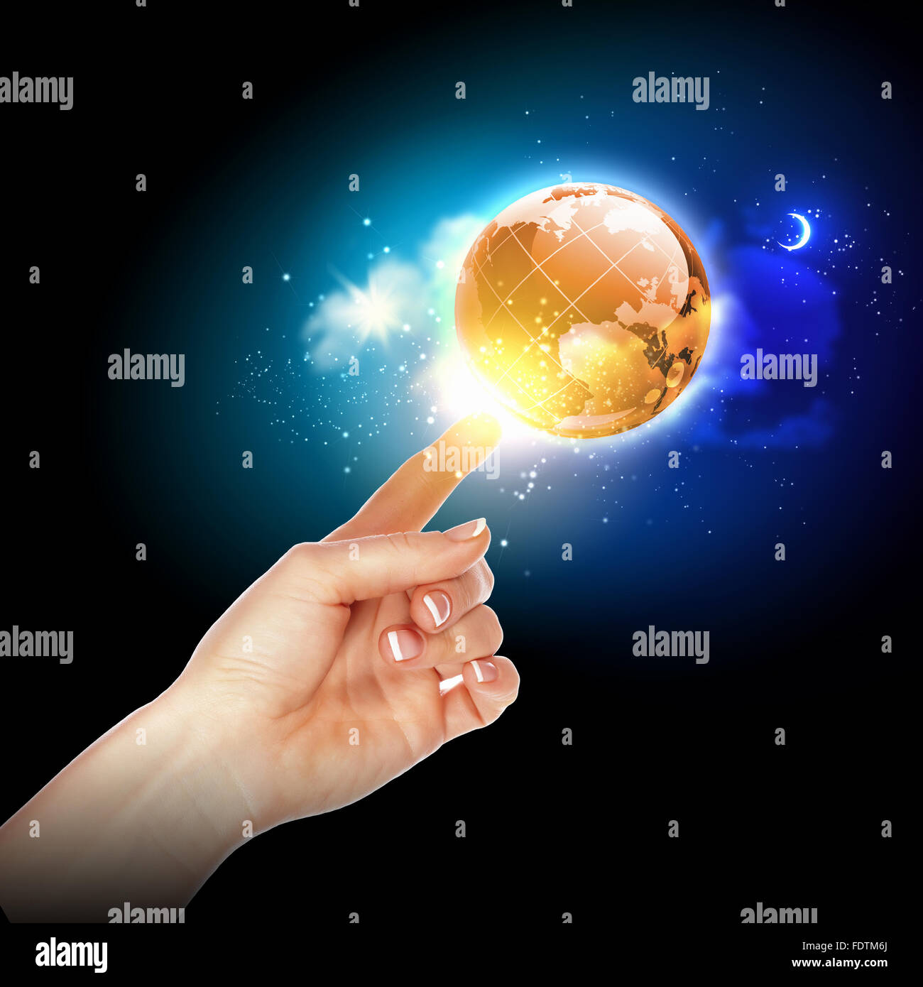 Human hand holding our planet earth glowing Stock Photo - Alamy