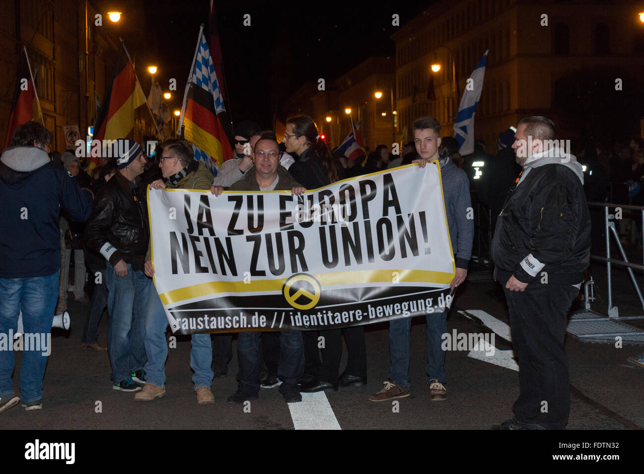 Munich, Germany. 1st Feb, 2016. Members of the far right "Identitäre ...