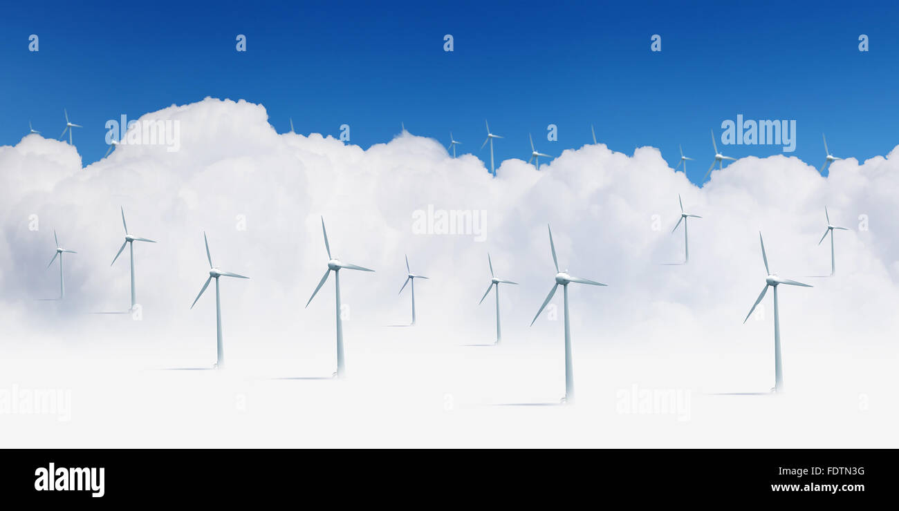 Alternative energy. Group of energy-producing windmills Stock Photo - Alamy