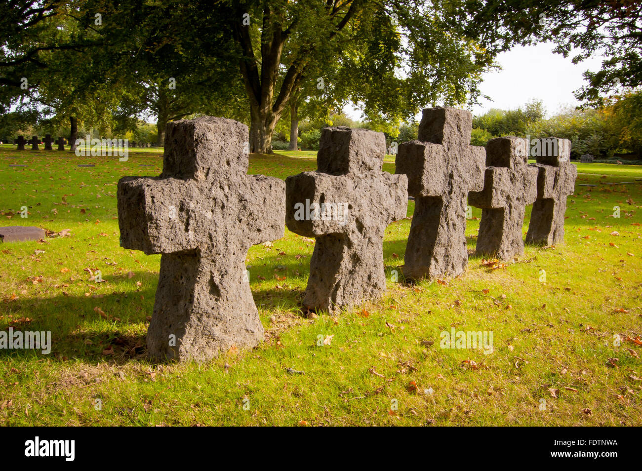 Tombstones and stone crosses at La Cambe German Second World War ...