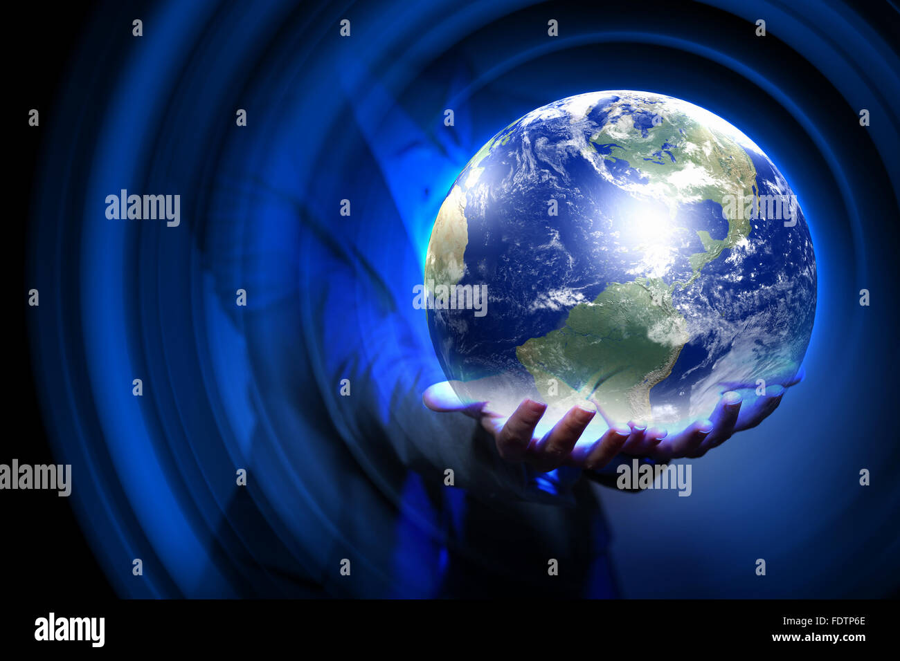 Blue global technology background with the planet Earth. Elements of ...