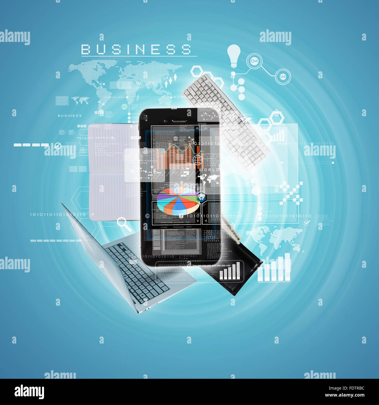 Modern technology illustration with computer and mobile phone Stock ...