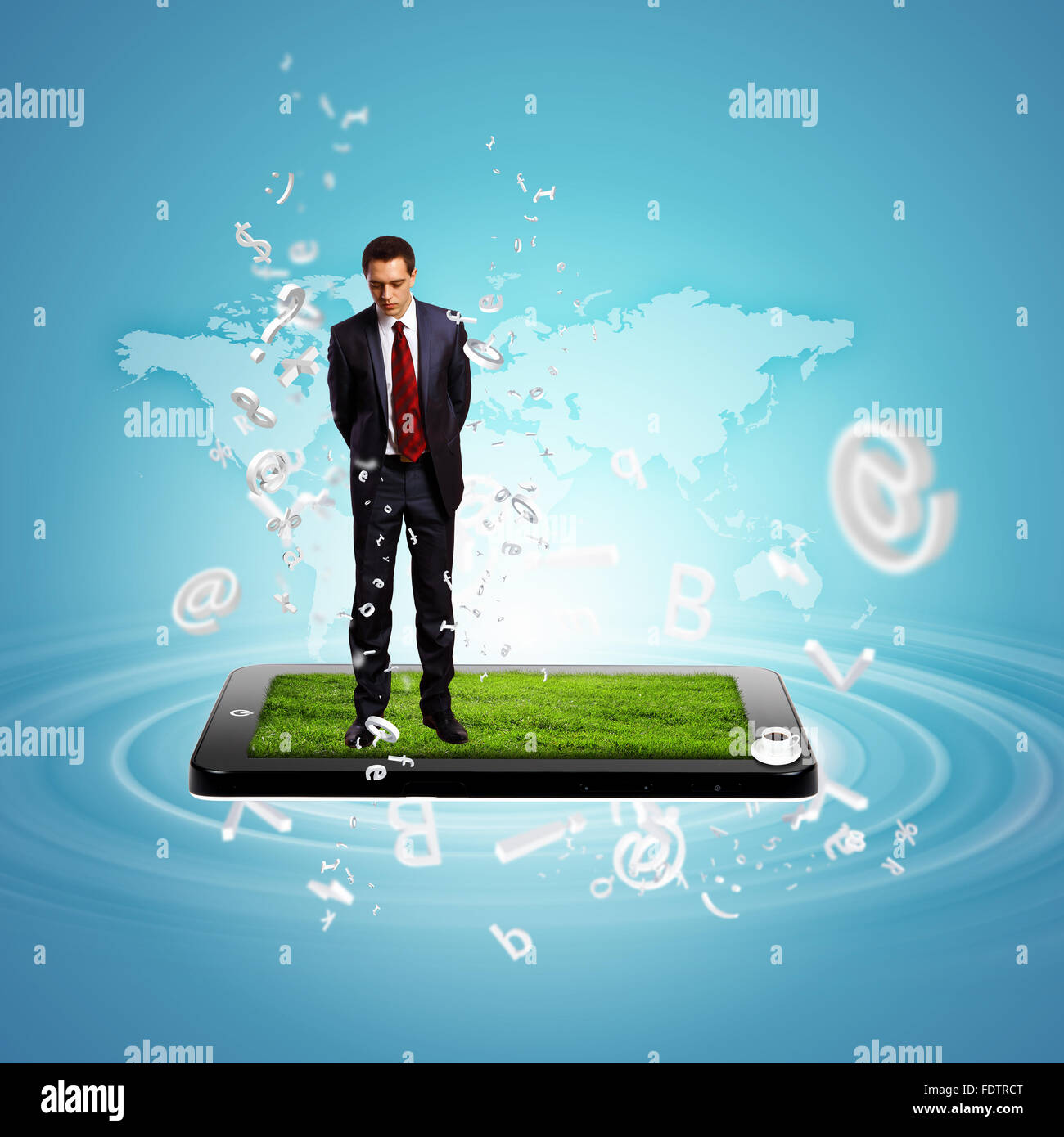 Modern technology illustration with computers and business person Stock ...