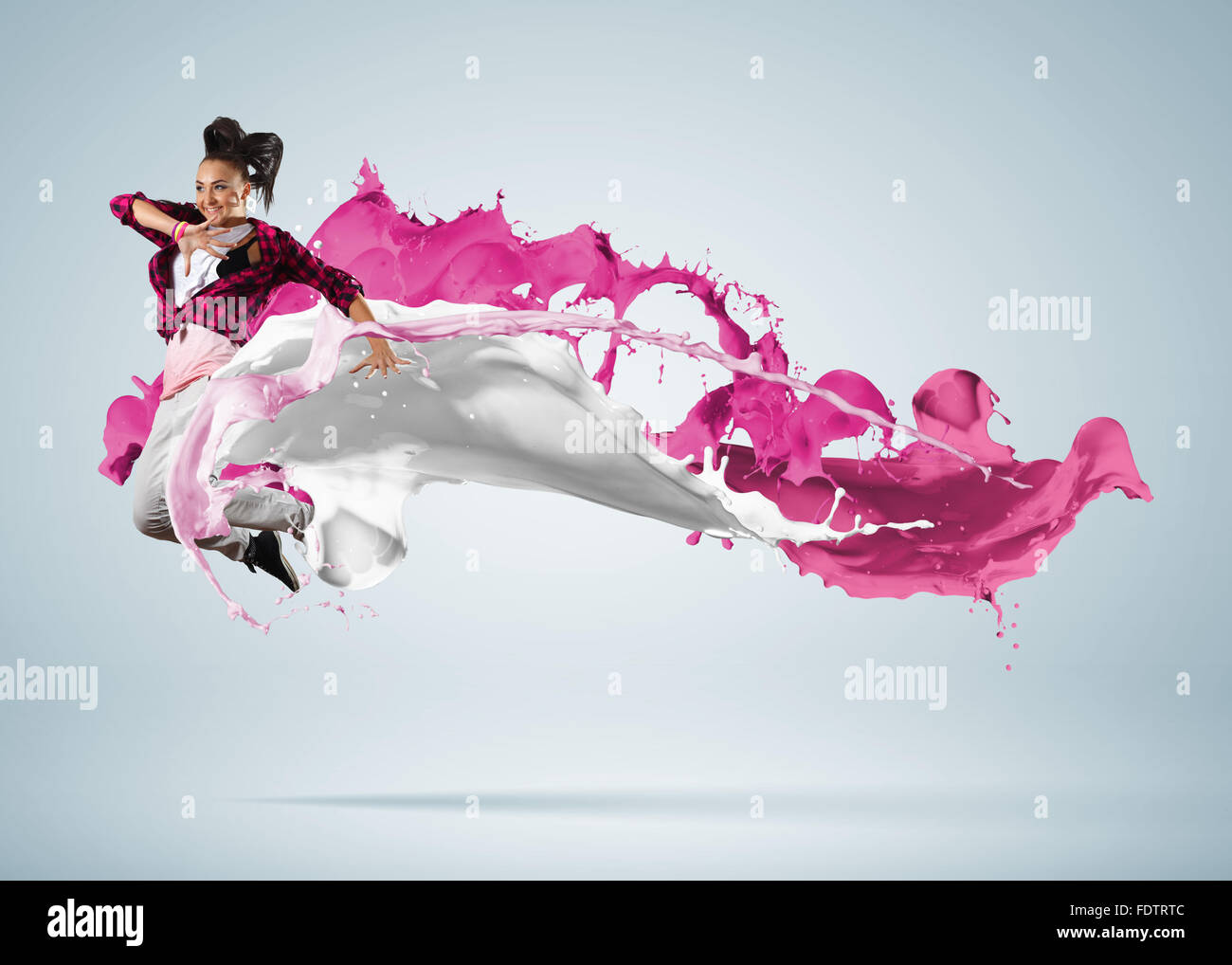 Modern style dancer jumping and paint splashes Illustration Stock Photo ...