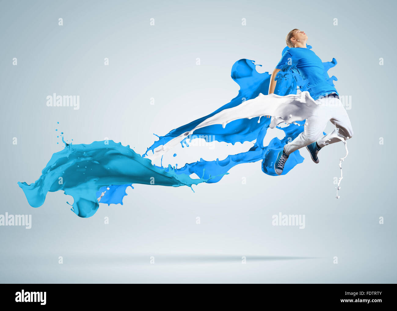 Modern style dancer jumping and paint splashes Illustration Stock Photo ...