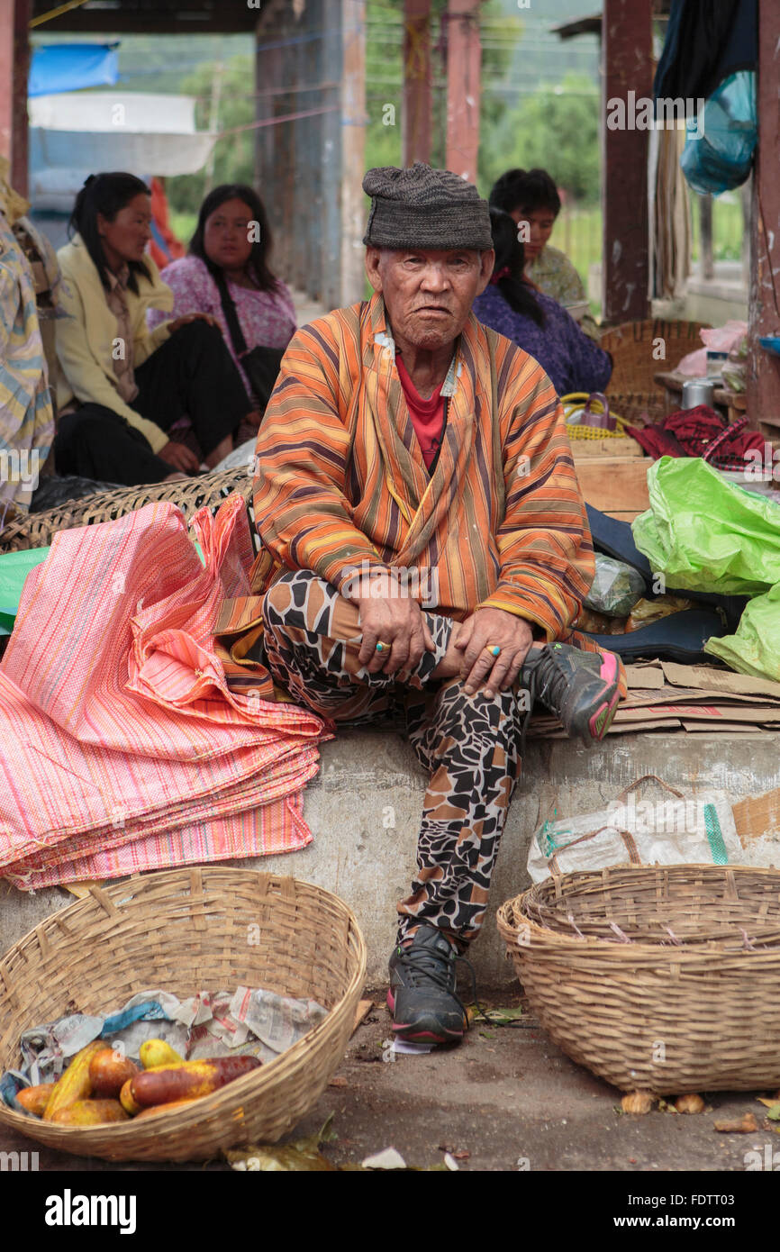 A vendor in the main market of Paro, Bhutan Stock Photo - Alamy
