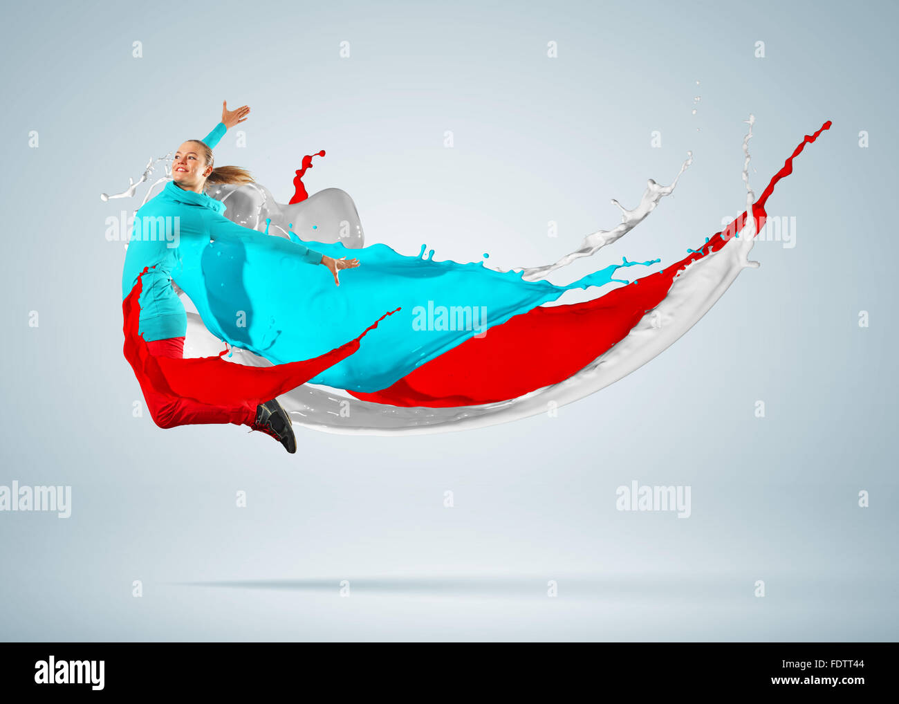 Modern style dancer jumping and paint splashes Illustration Stock Photo ...