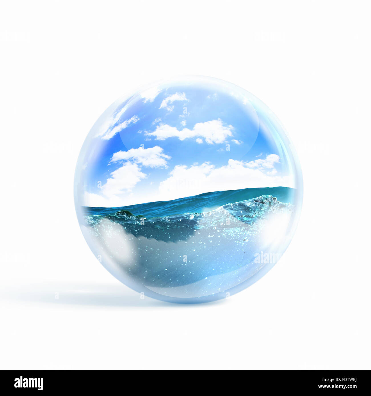 Beautiful Blue Ocean Wave inside a glass sphere Stock Photo - Alamy