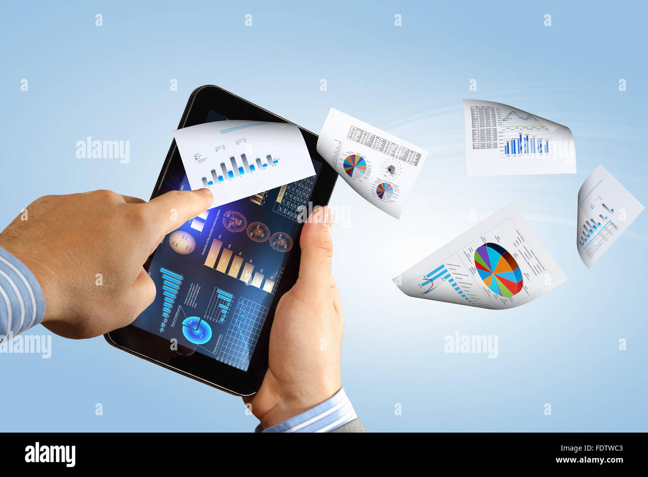 business , e-commerce concept illustration with graphs and charts from ...