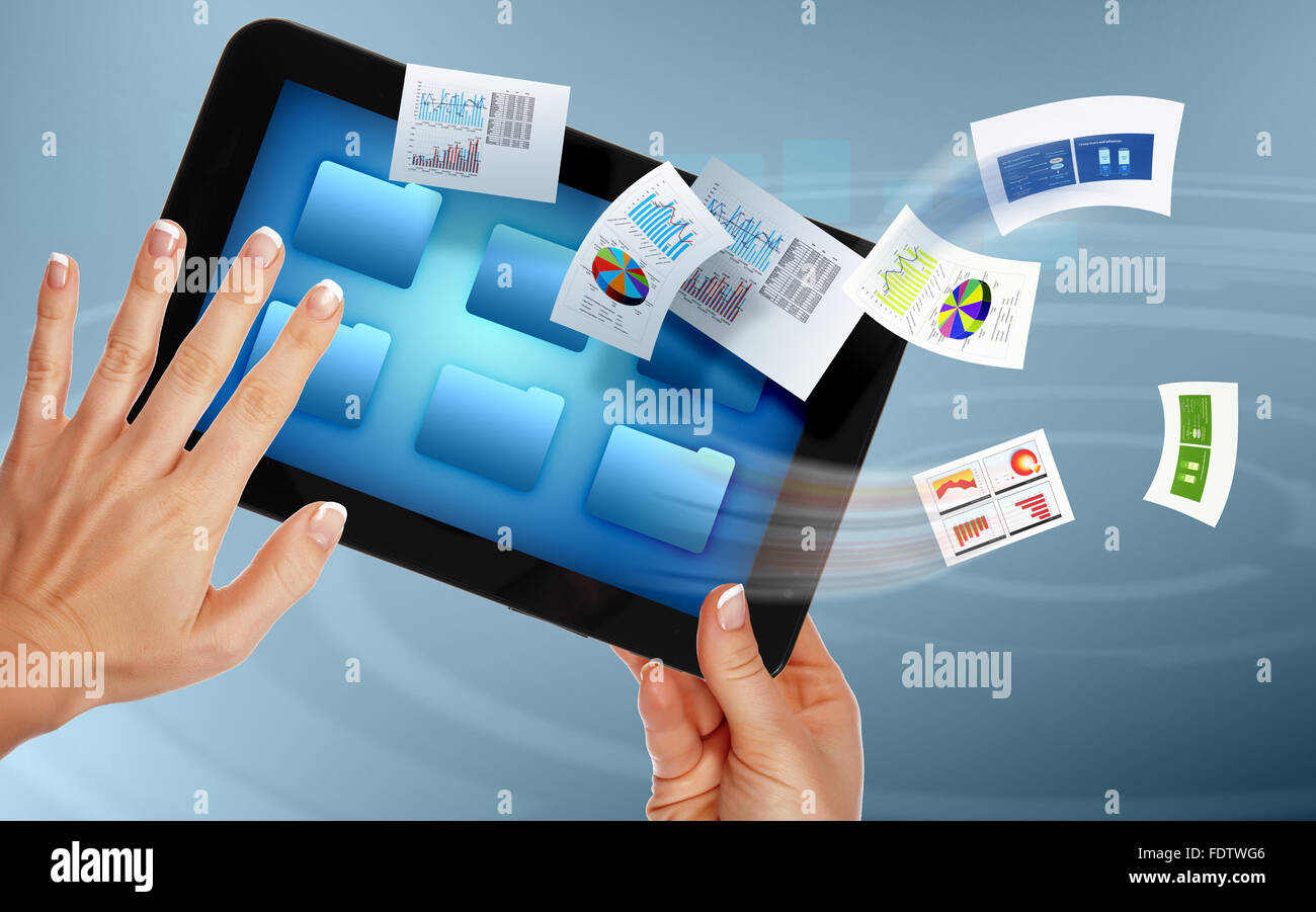 business , e-commerce concept illustration with graphs and charts from ...