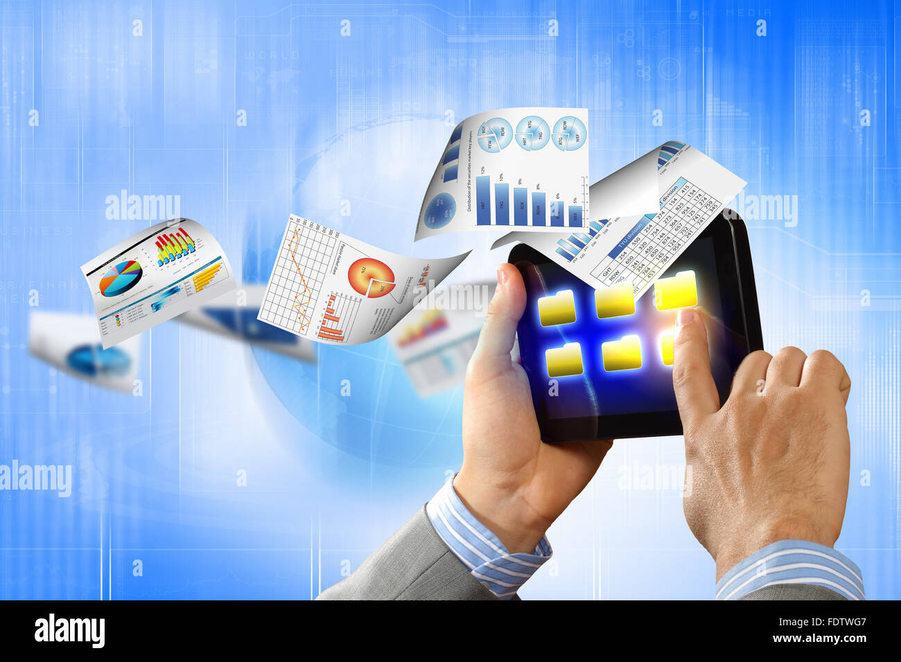 business , e-commerce concept illustration with graphs and charts from ...