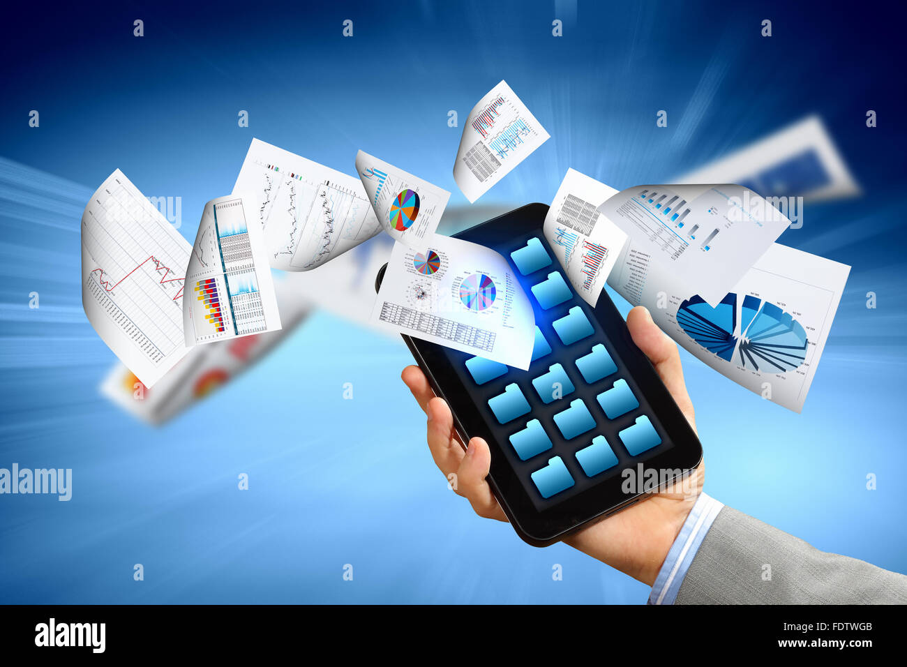 business , e-commerce concept illustration with graphs and charts from ...