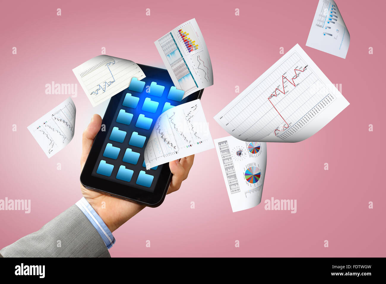 business , e-commerce concept illustration with graphs and charts from ...