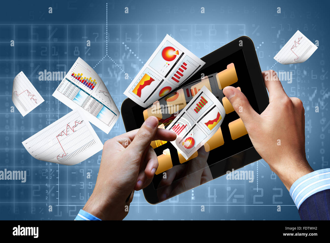business , e-commerce concept illustration with graphs and charts from ...