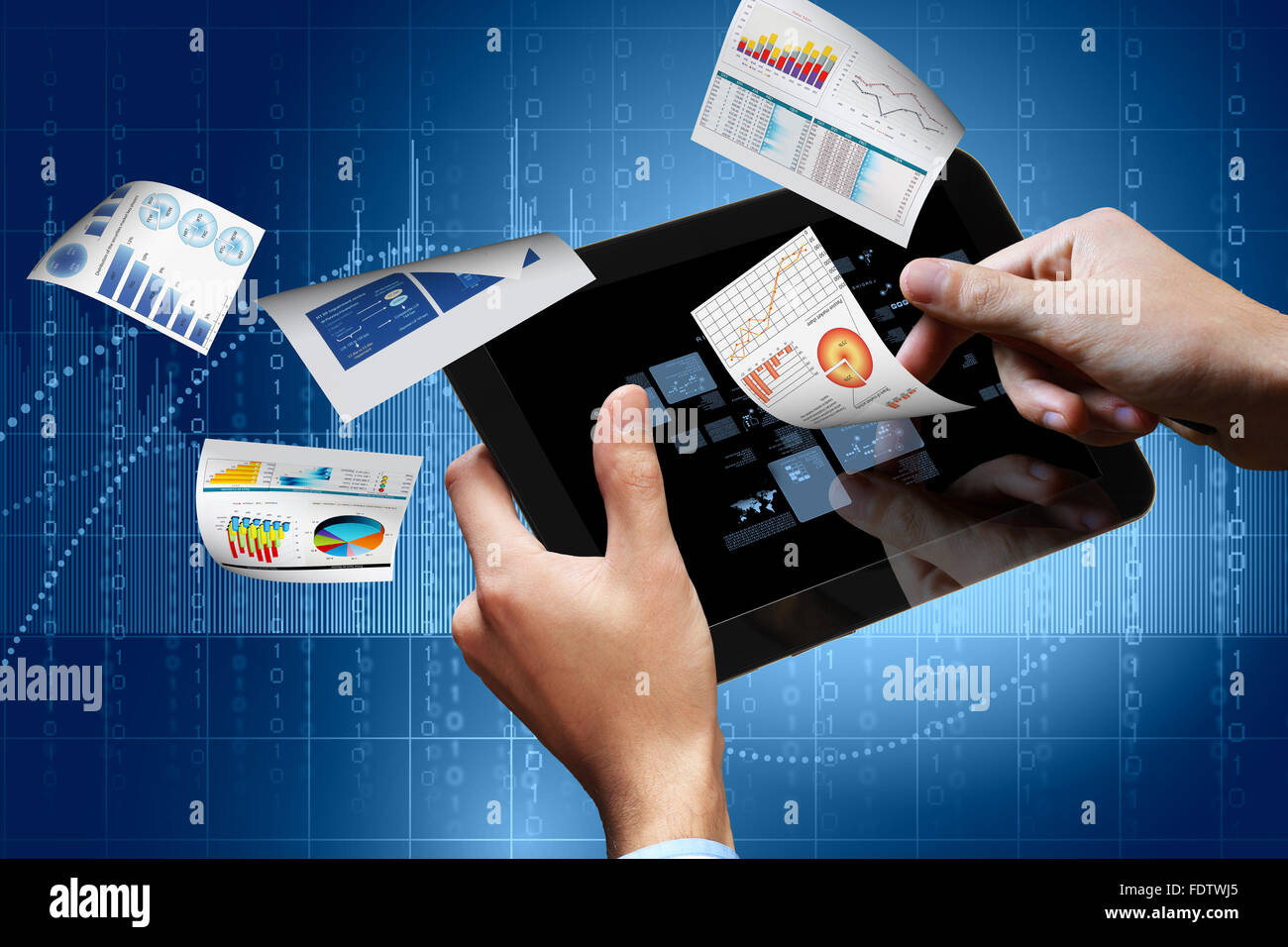 business , e-commerce concept illustration with graphs and charts from ...