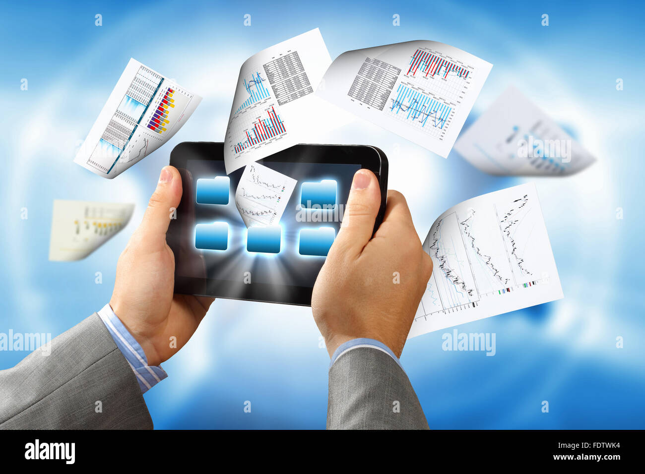 business , e-commerce concept illustration with graphs and charts from ...