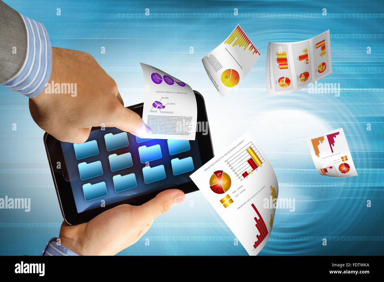 business , e-commerce concept illustration with graphs and charts from ...