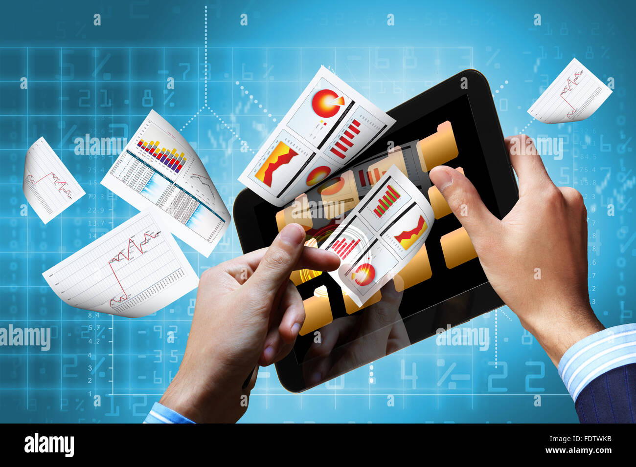 business , e-commerce concept illustration with graphs and charts from ...