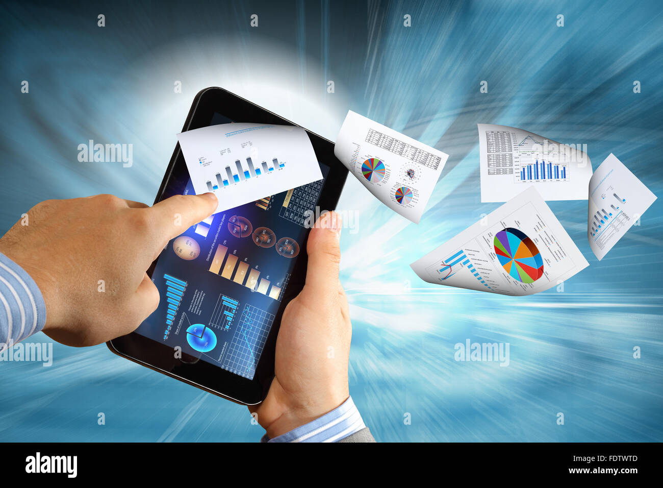 business , e-commerce concept illustration with graphs and charts from ...