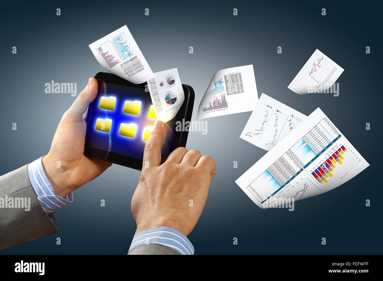 business , e-commerce concept illustration with graphs and charts from ...