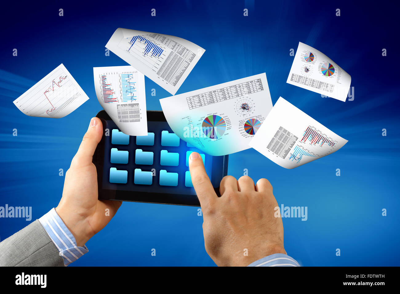 business , e-commerce concept illustration with graphs and charts from ...
