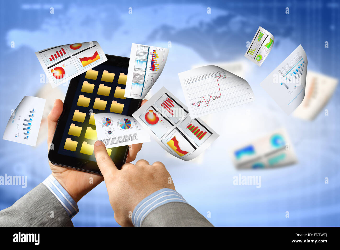 business , e-commerce concept illustration with graphs and charts from ...