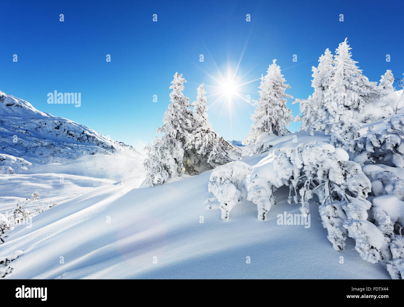 Beautiful winter Alpine scenery Stock Photo - Alamy