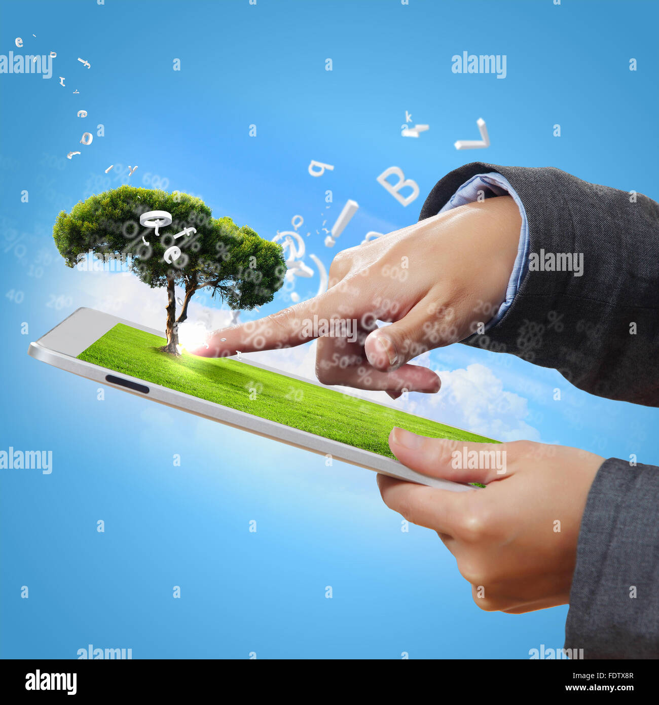 Modern green technology for ecology protection illustration Stock Photo ...