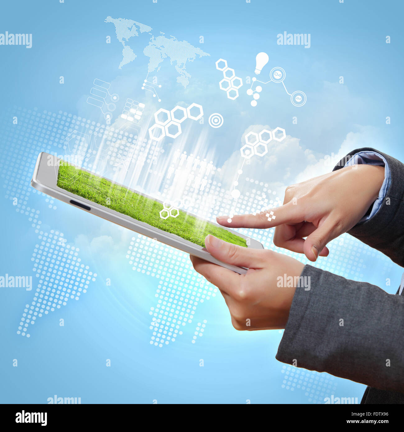 Modern green technology for ecology protection illustration Stock Photo ...