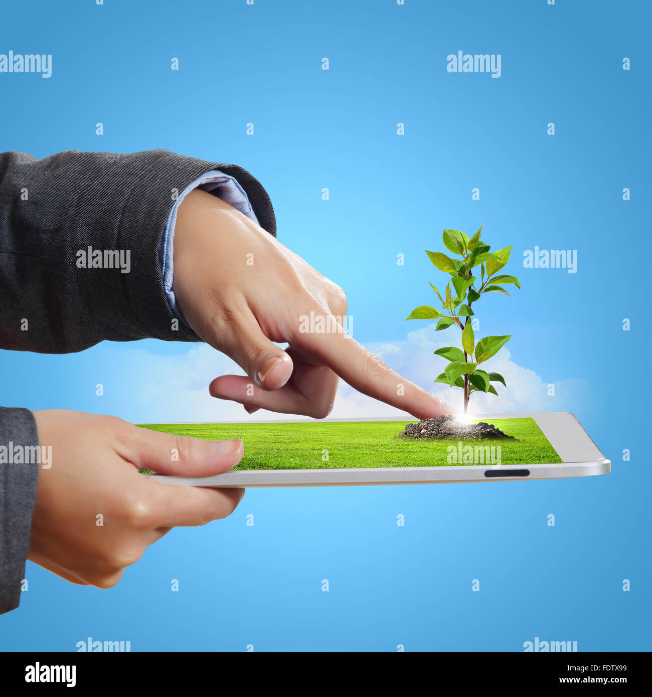 Modern green technology for ecology protection illustration Stock Photo ...