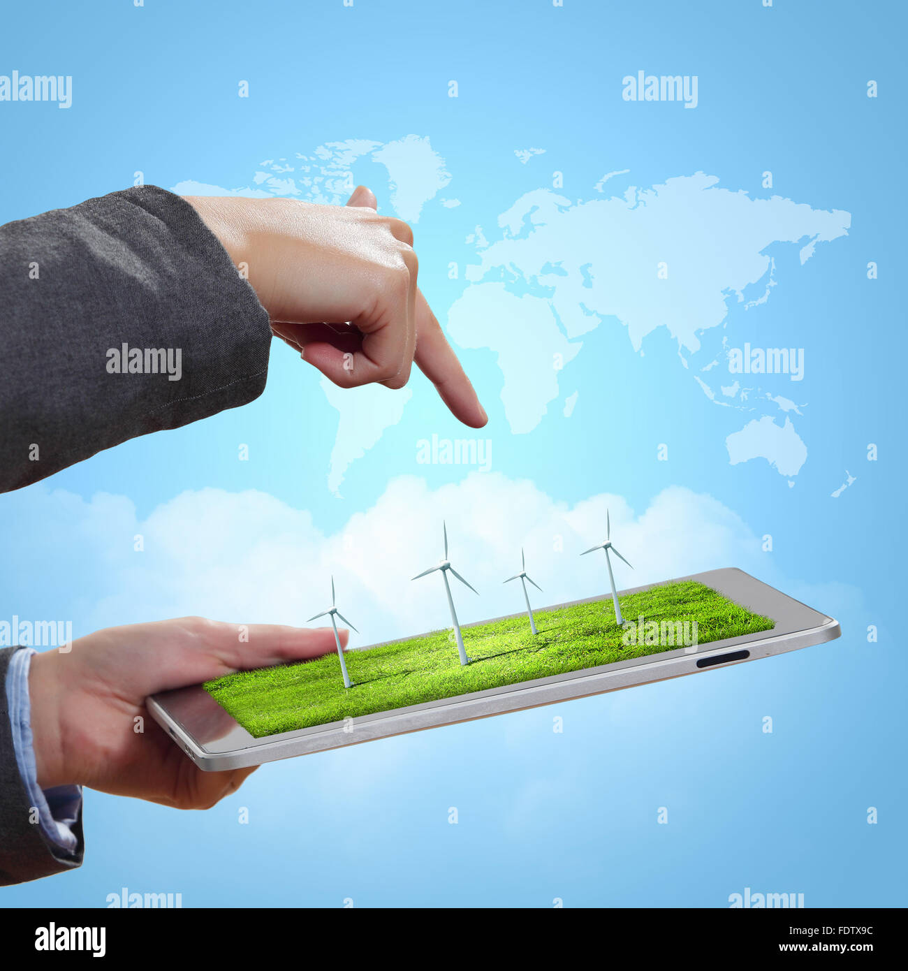 Modern green technology for ecology protection illustration Stock Photo ...