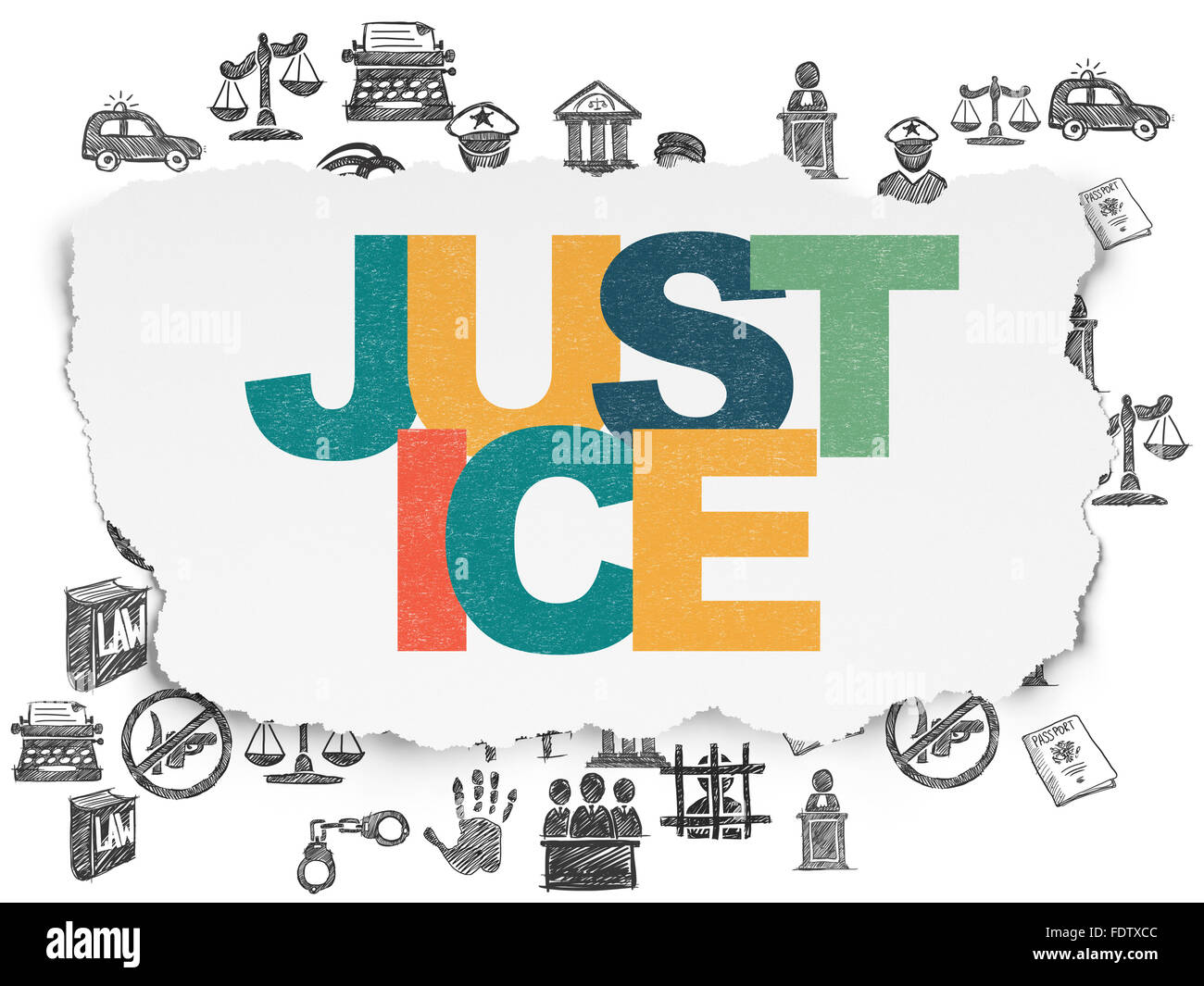 Law concept: Justice on Torn Paper background Stock Photo - Alamy