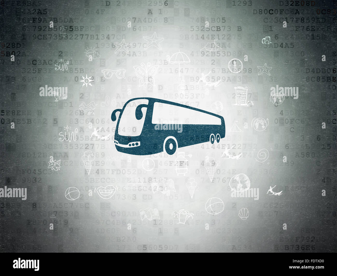 Tourism concept: Bus on Digital Paper background Stock Photo - Alamy
