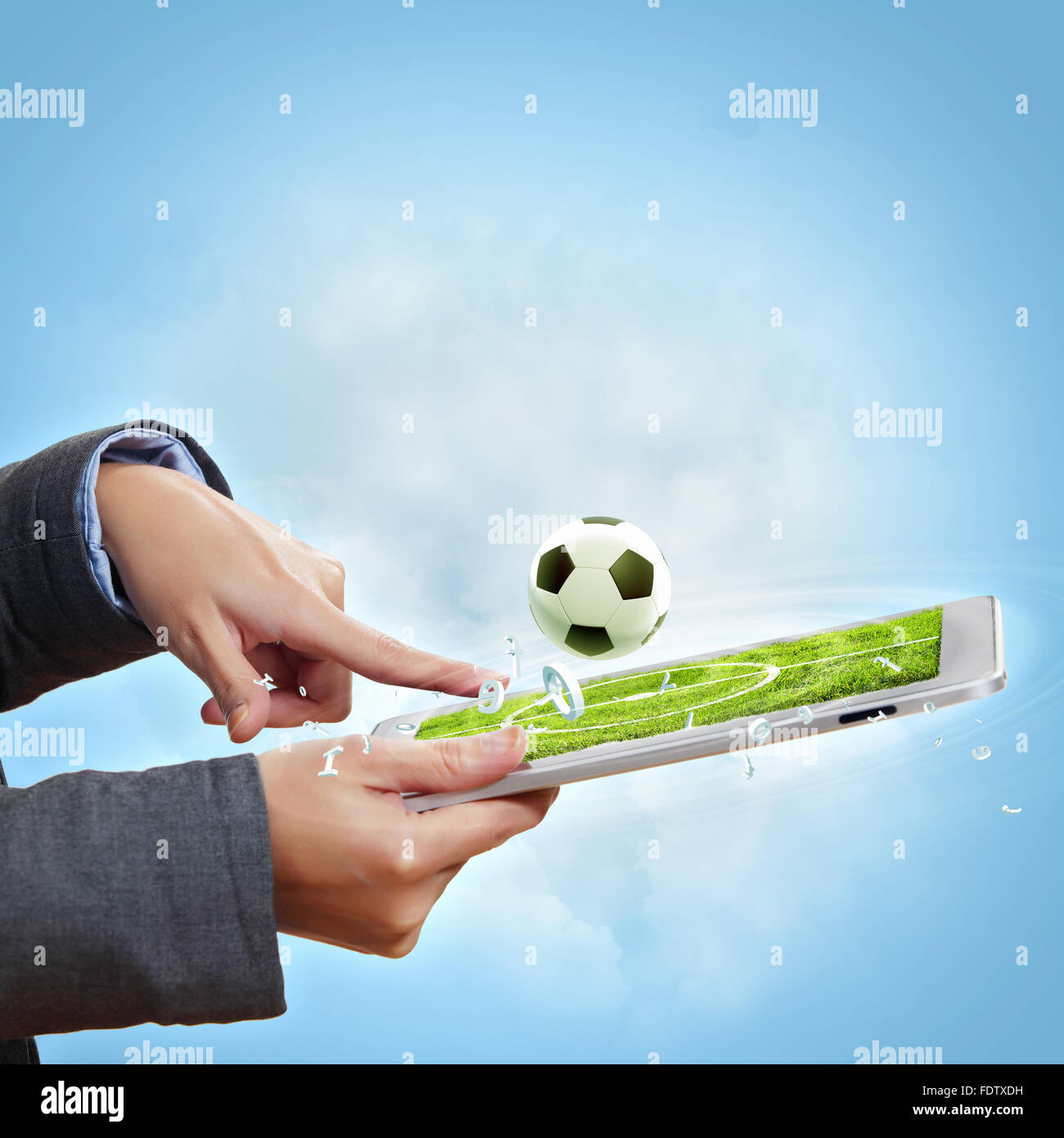 Modern wireless technology illustration with a computer device and ...