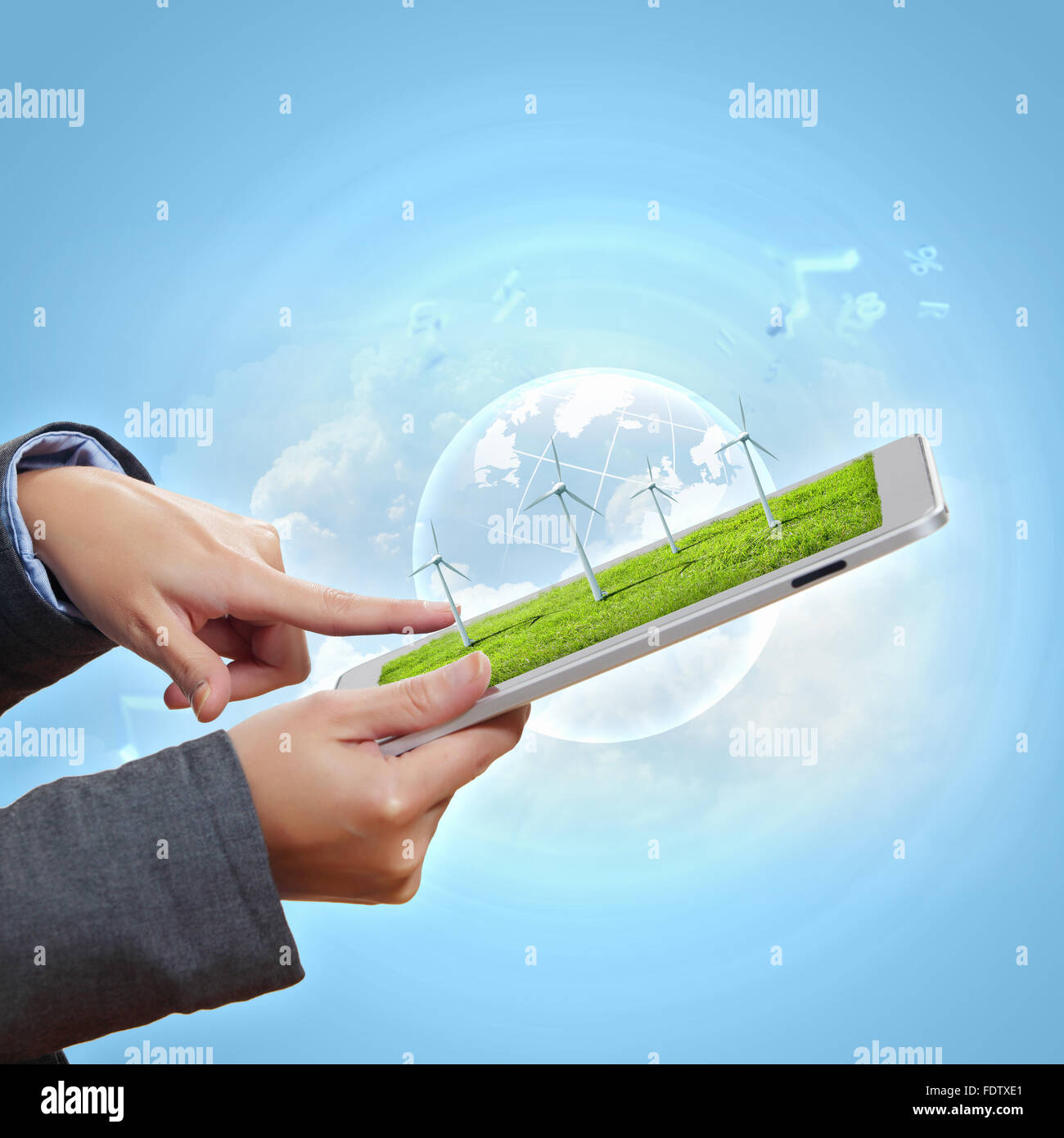 Modern green technology for ecology protection illustration Stock Photo ...