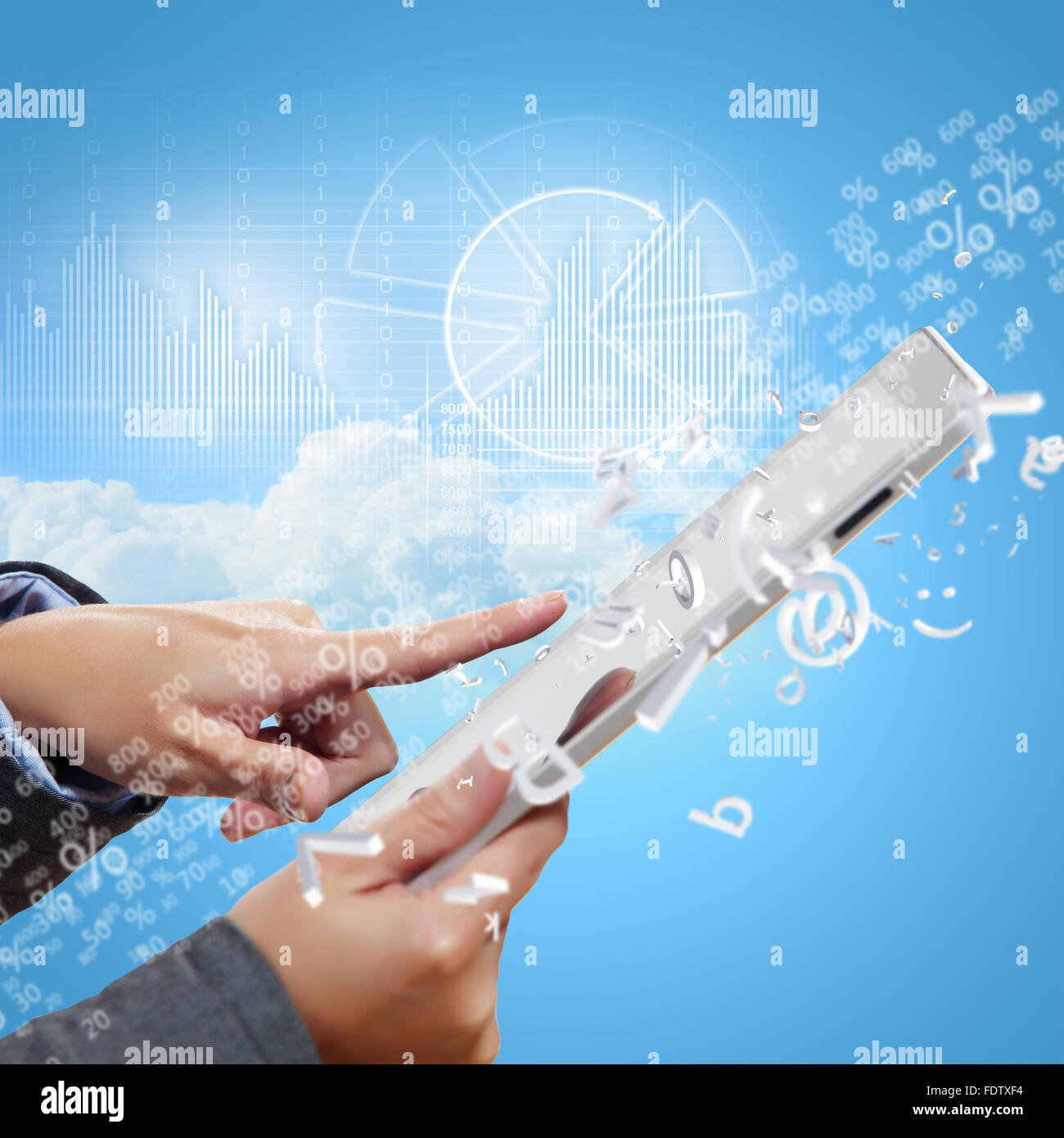 Modern wireless technology illustration with a computer device Stock ...