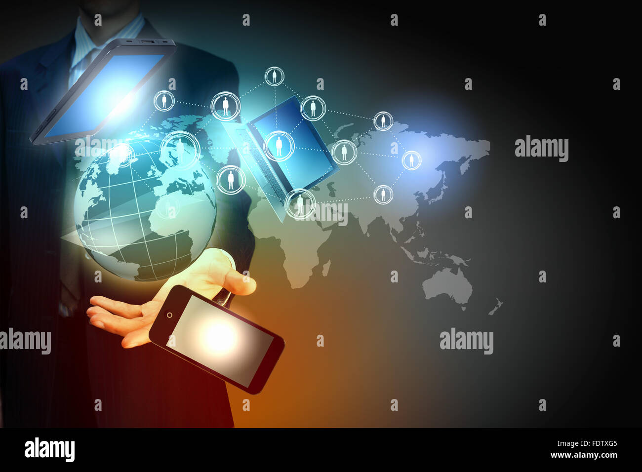 Modern wireless technology and social media illustration Stock Photo ...