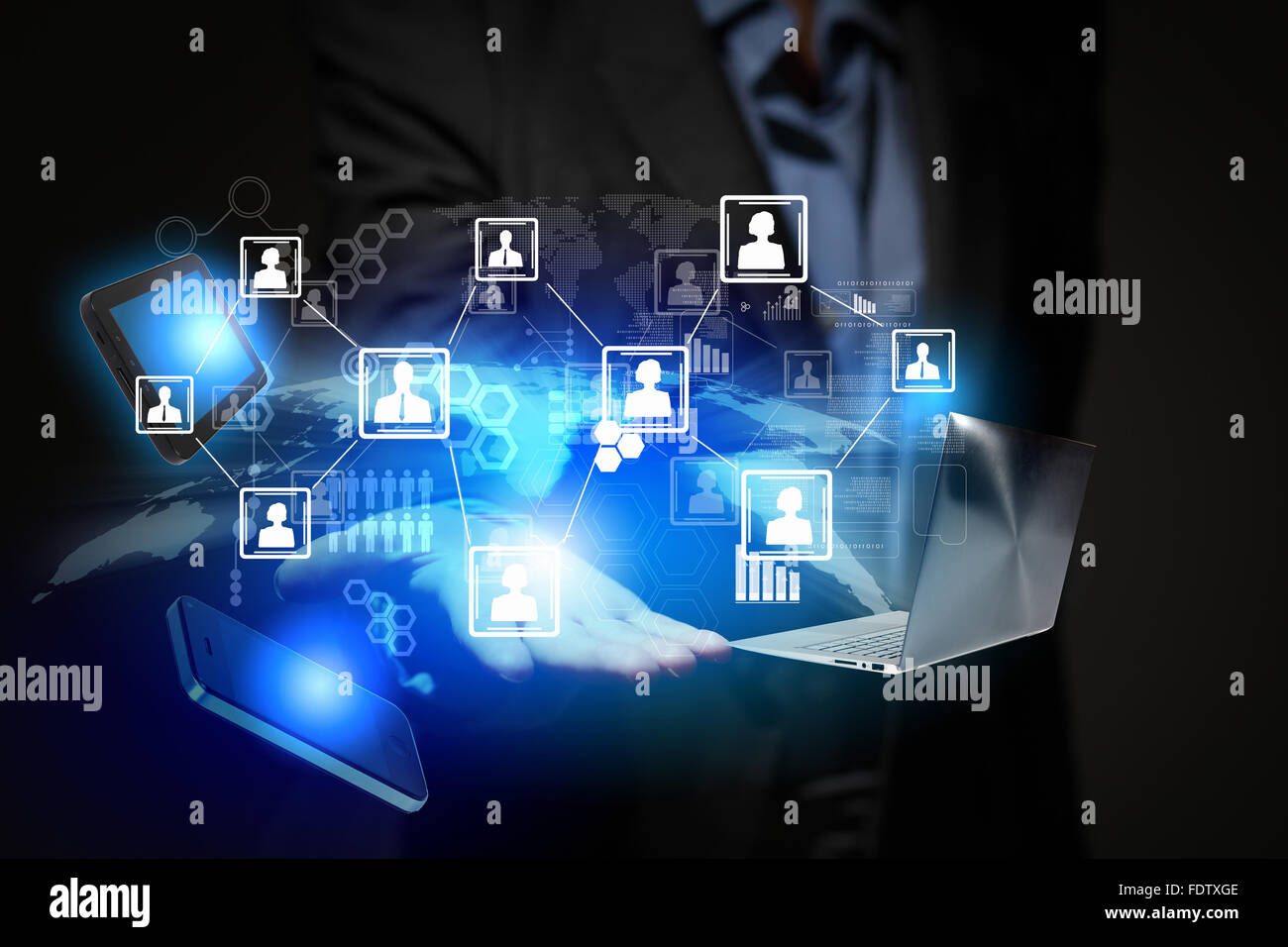 Modern wireless technology and social media illustration Stock Photo ...