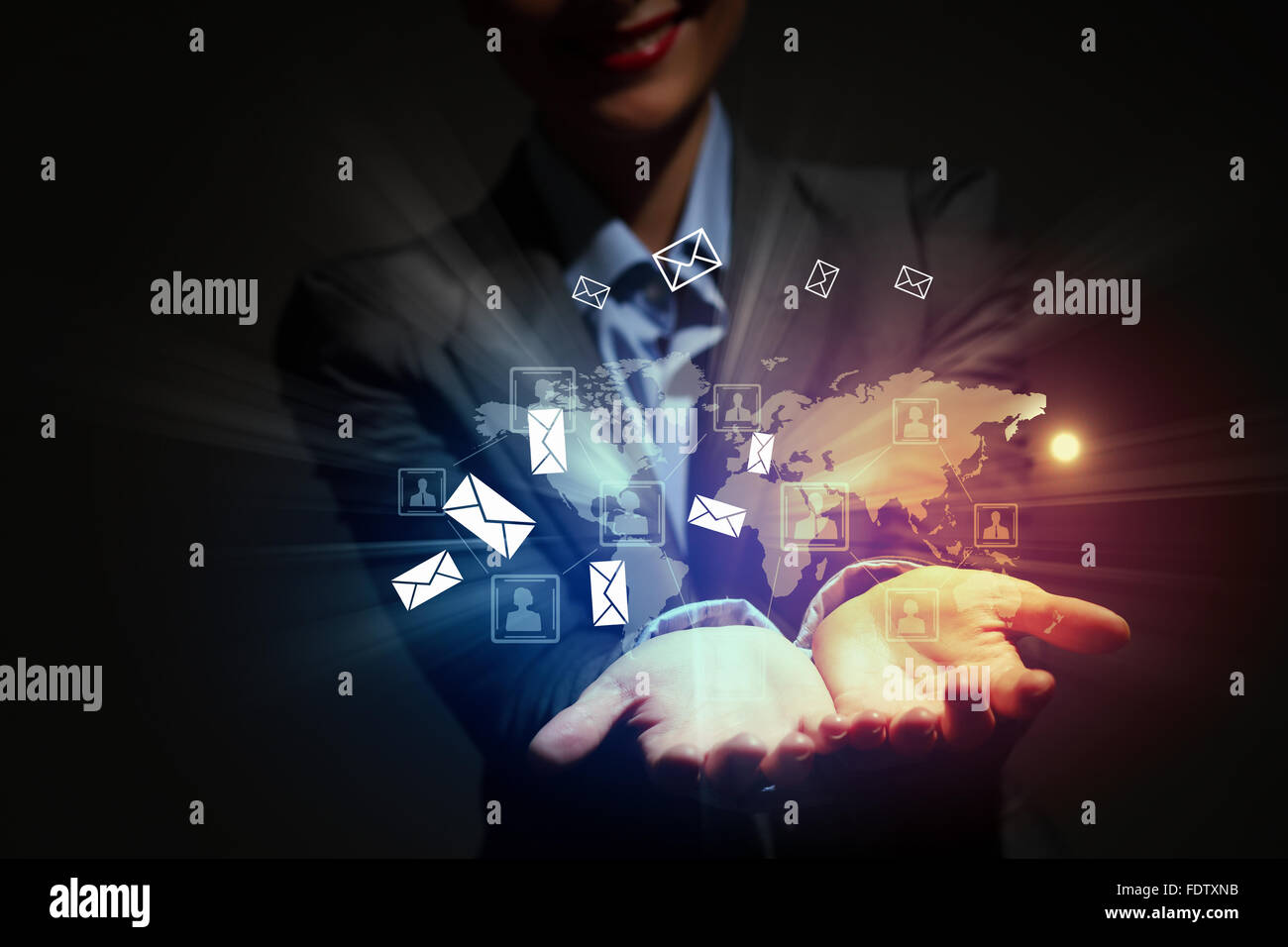 Modern wireless technology and social media illustration Stock Photo ...