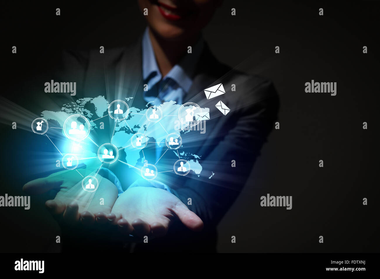 Modern wireless technology and social media illustration Stock Photo ...