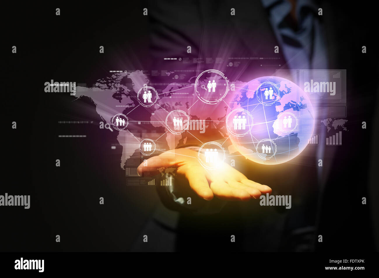 Modern wireless technology illustration with a computer device Stock ...