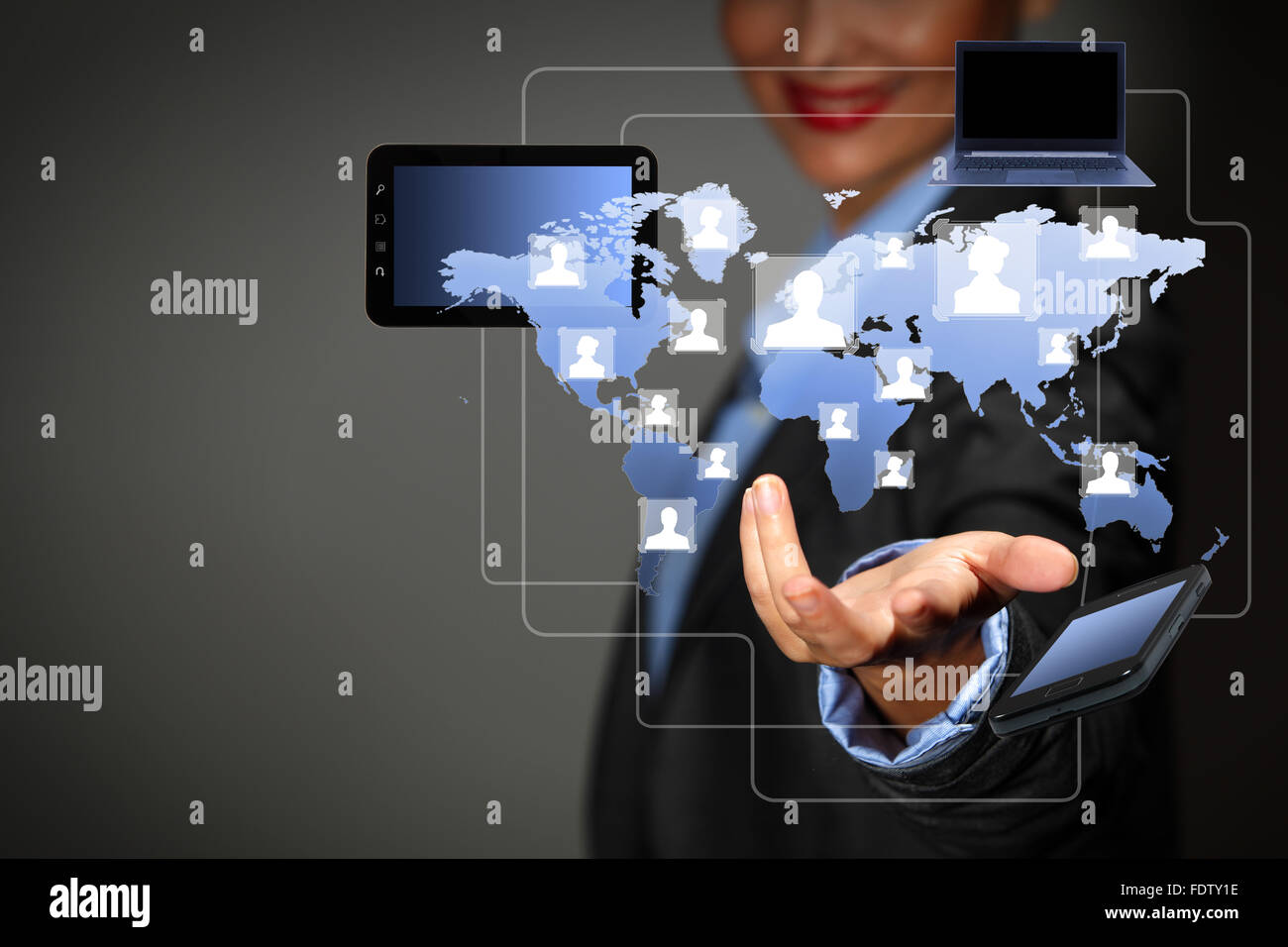 Modern wireless technology and social media illustration Stock Photo ...